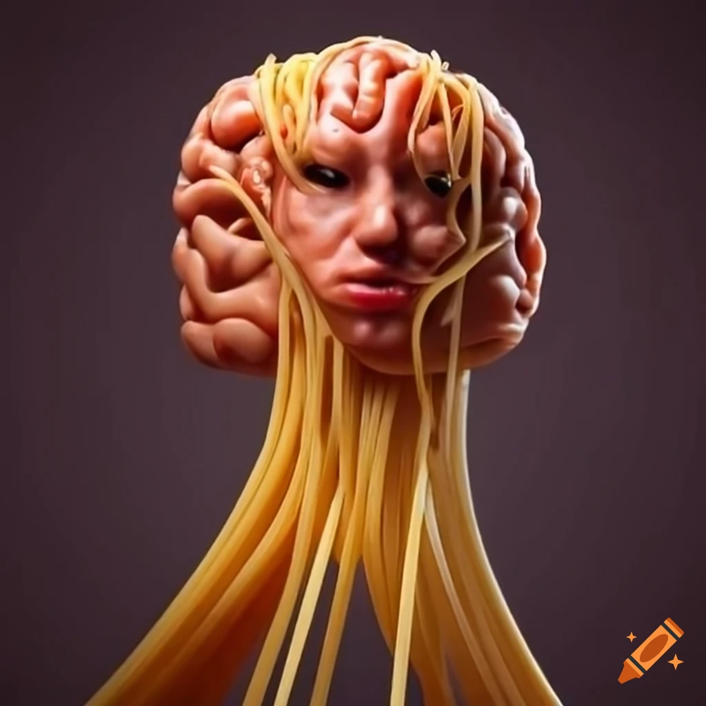 Spaghetti-filled head concept on Craiyon
