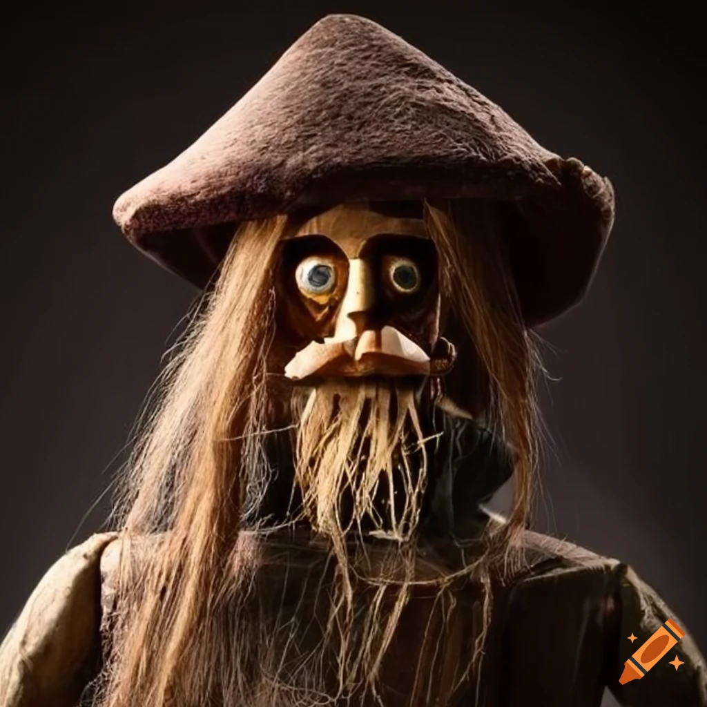 Lifesize wooden puppet in medieval clothing with gemstone eyes and ...