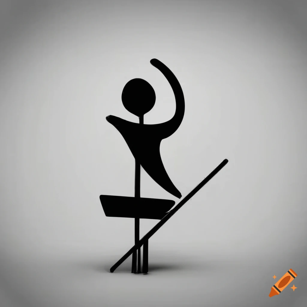 Abstract black stick figure in a kneeling pose on Craiyon