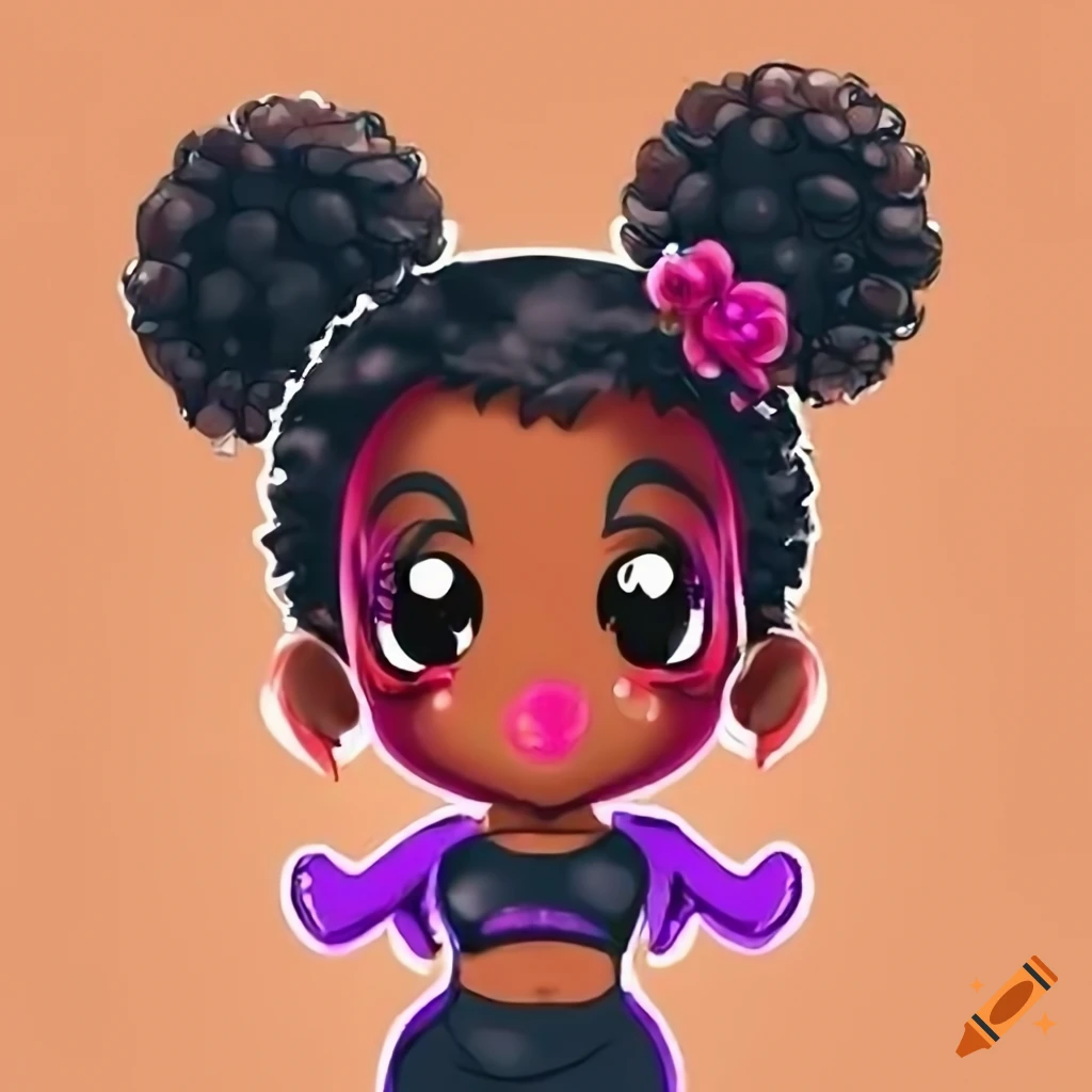 Chibi black lady in retro 1980s workout attire doing aerobics on Craiyon