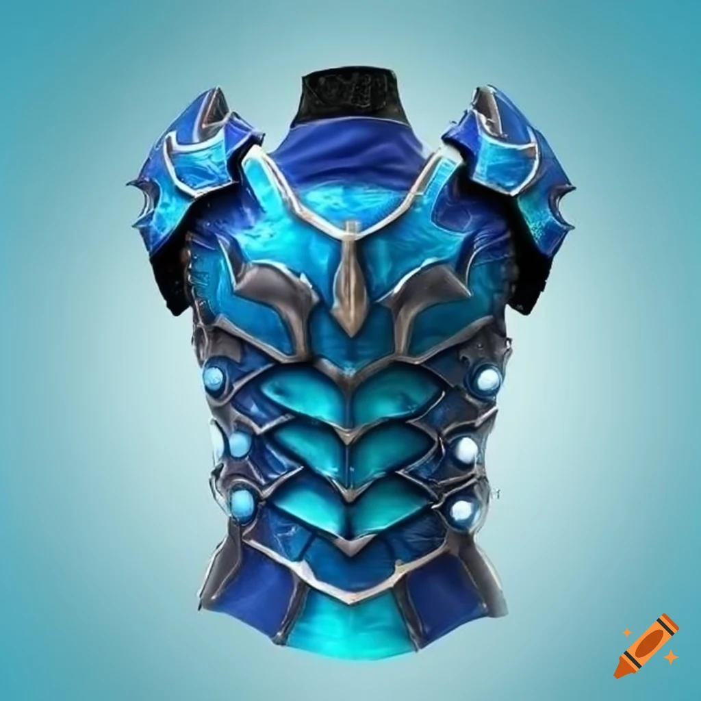 Mythic fantasy blue body armor plate on Craiyon