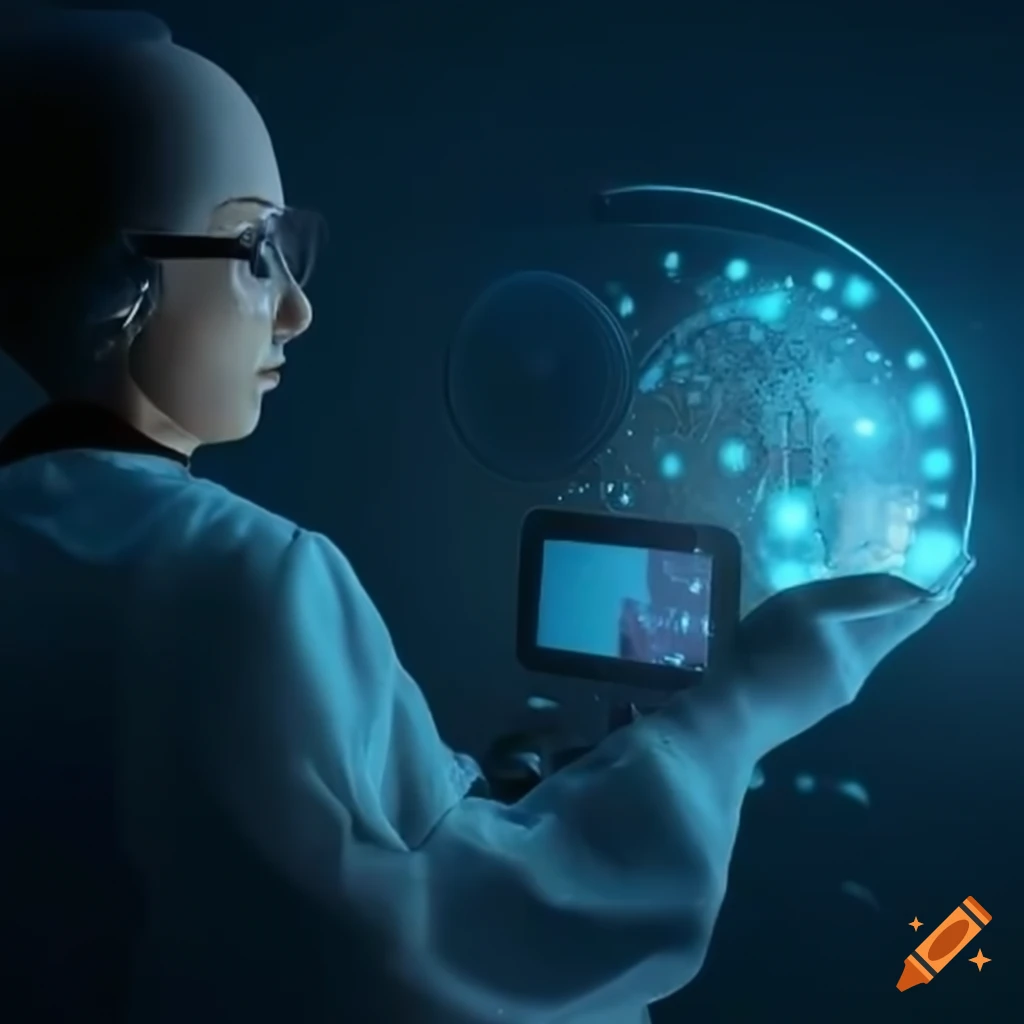 Scientists working on ai in laboratory on Craiyon