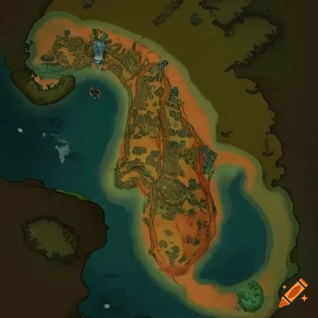 Map of Raptor Forest and Alausore Plain divided by the Spinausore River ...