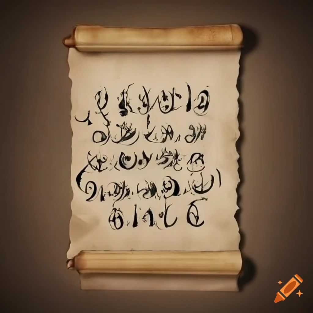 Ancient calligraphy on parchment or scroll on Craiyon