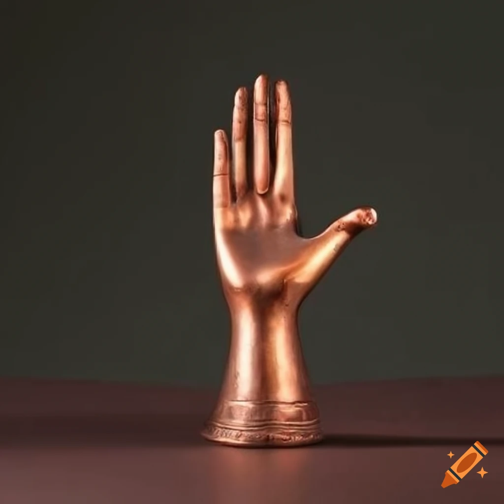 Detailed copper hand making mudra gesture on Craiyon