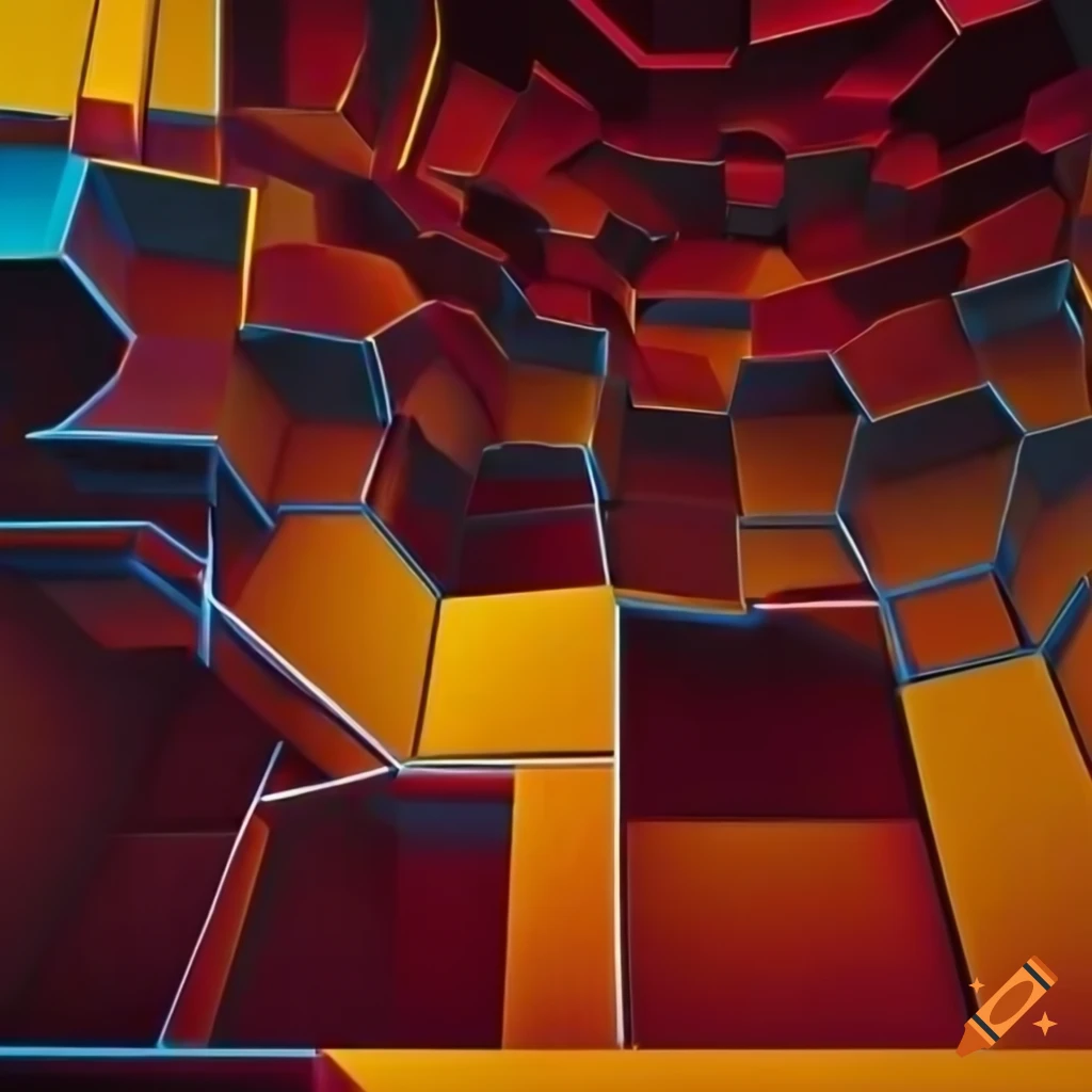 Futuristic yellow room with red and cyan double vision and chrome ...