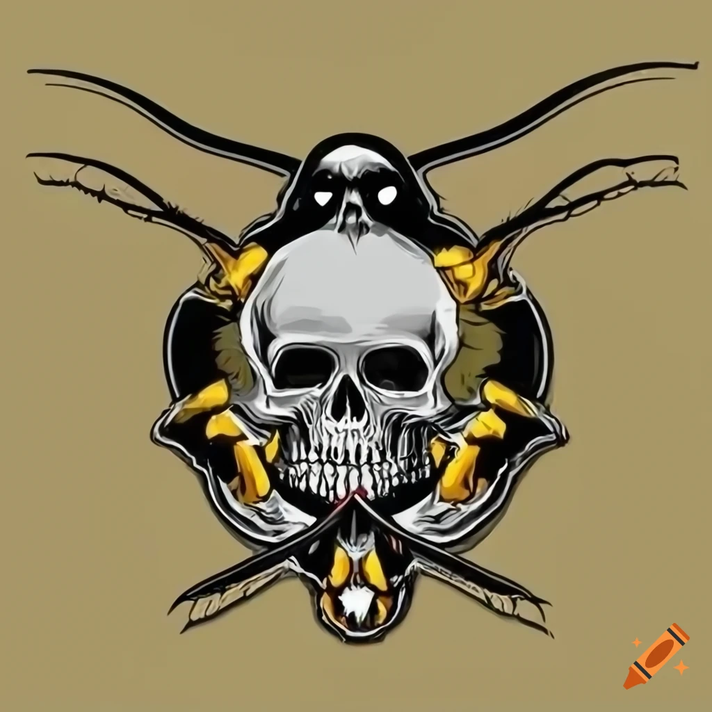 Military pest control logo featuring a cockroach with a skull head in ...