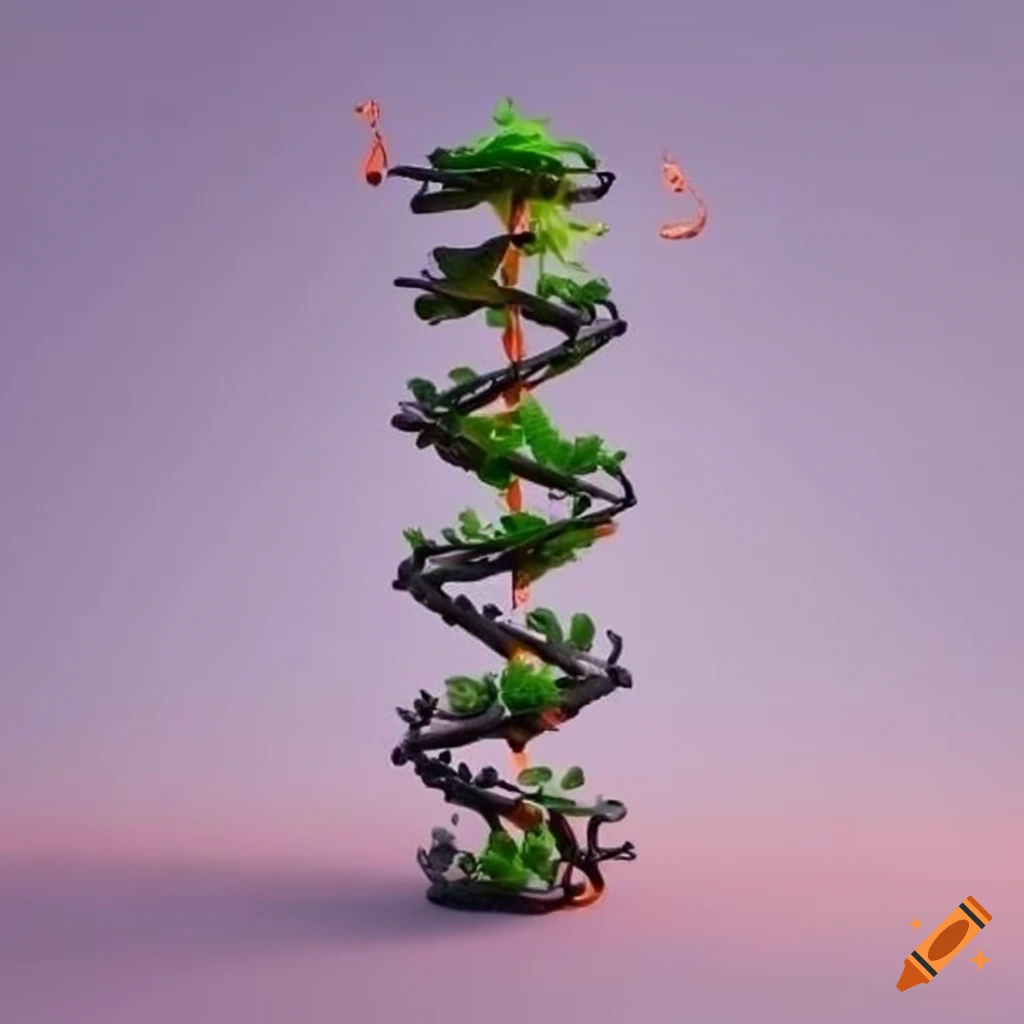 Solar punk wrought iron double helix hydroponics towers on Craiyon