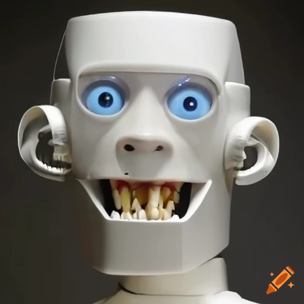 White robot man with buck teeth on Craiyon