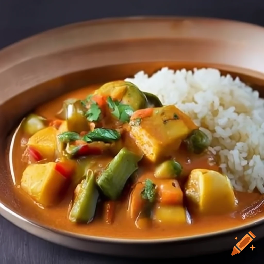 Vegetable curry with rice on Craiyon