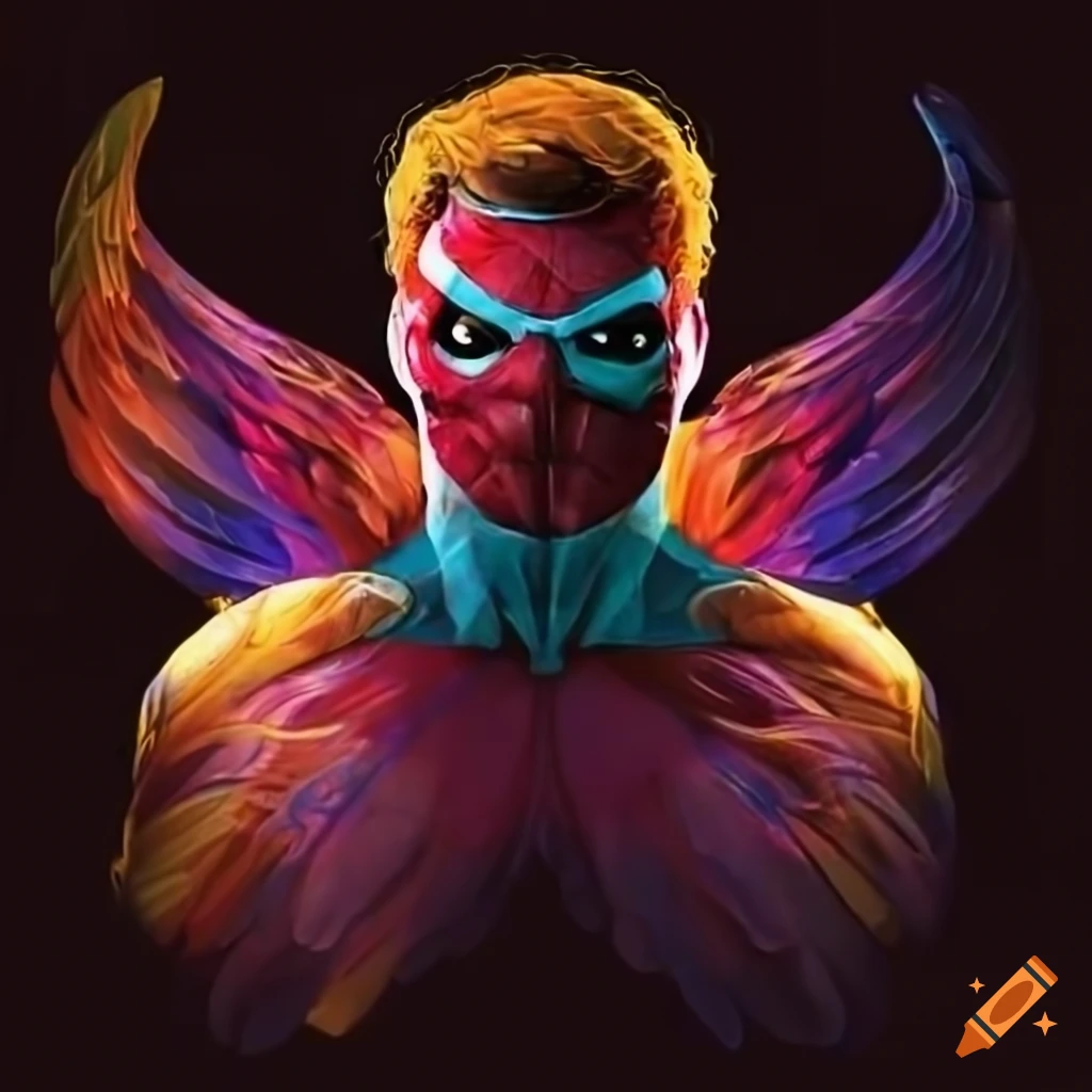 Colorful superhero wings design on Craiyon