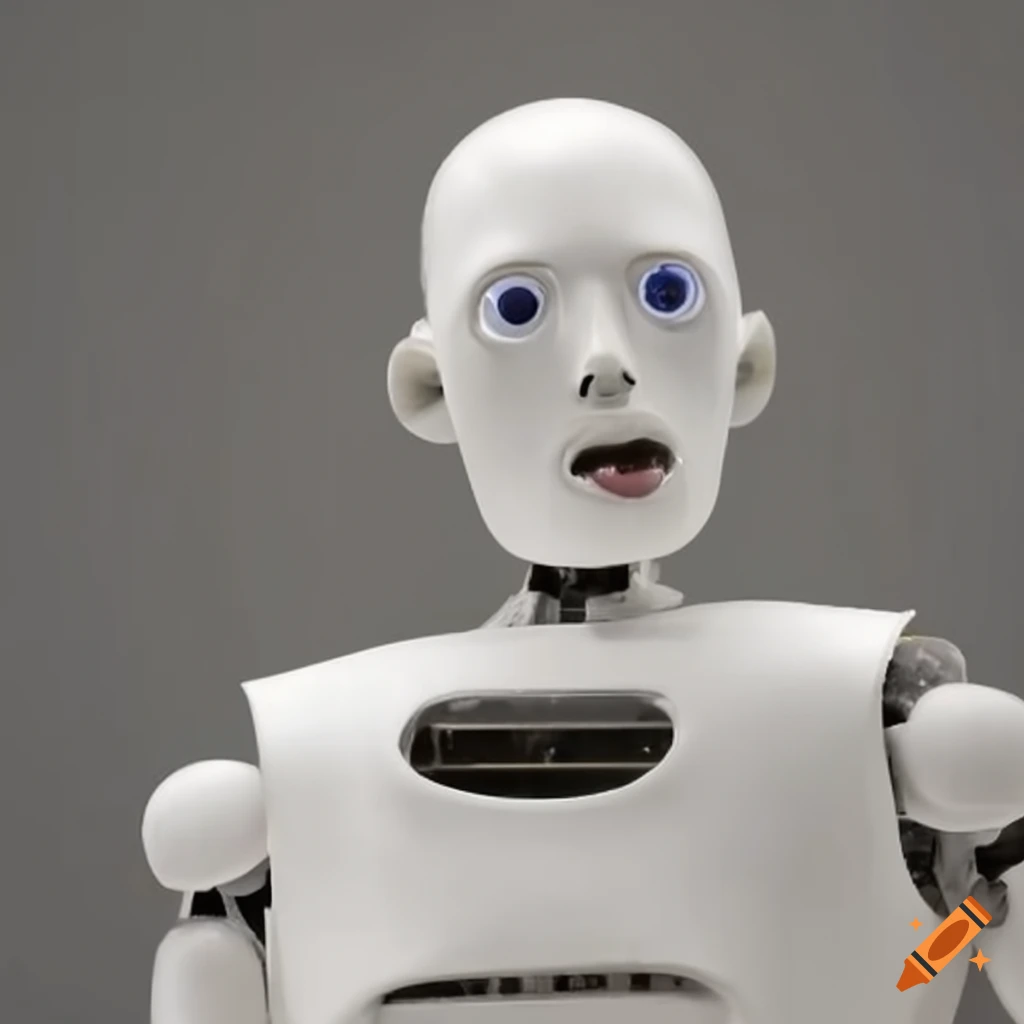 White robot man with buck teeth on Craiyon