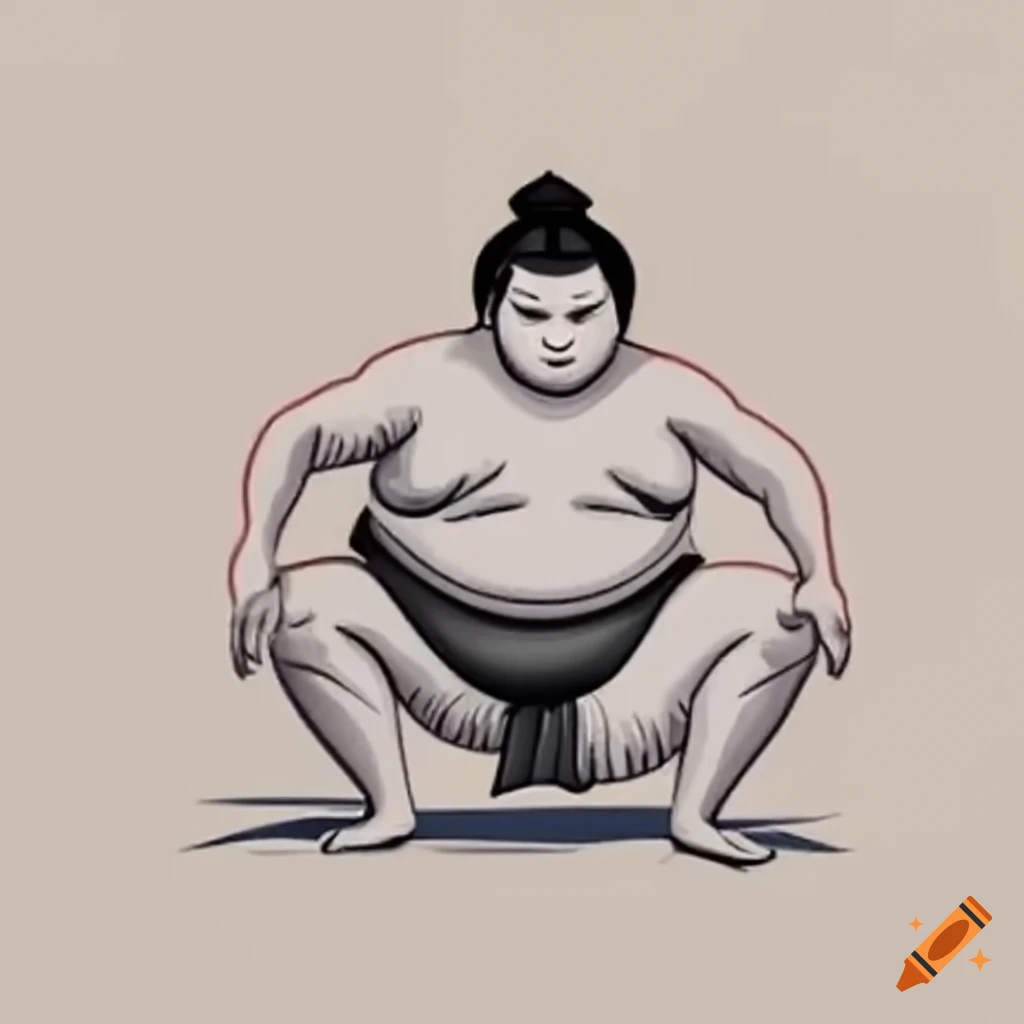 Sumo wrestler in hokusai style fight pose on Craiyon