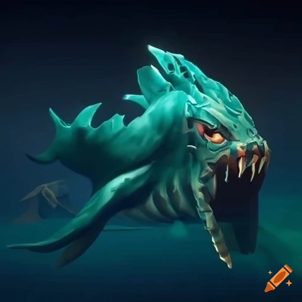 Legendary sea monster leviathan in sea of thieves' vibrant world on Craiyon