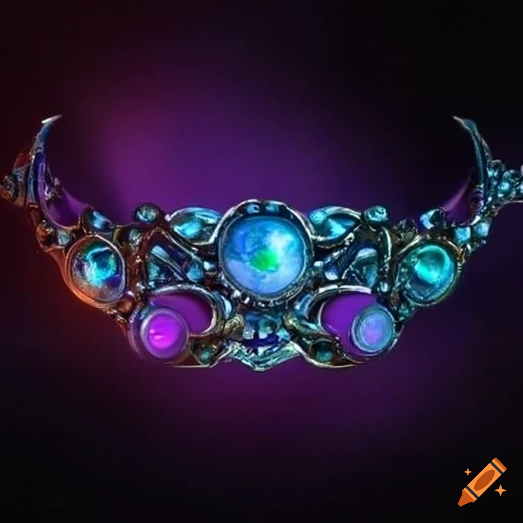 Adorned magic shiny war belt from the front view on Craiyon