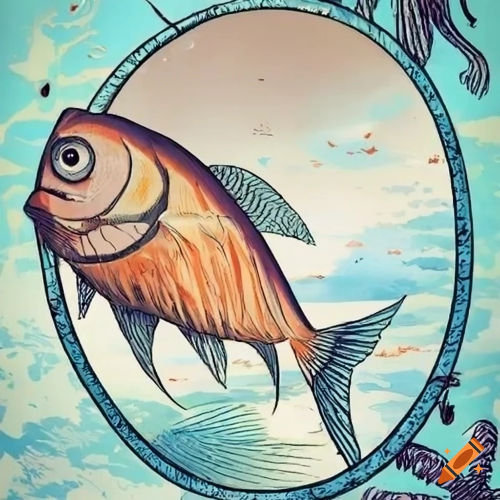 Mirror reflection of a fish in manga artstyle on Craiyon