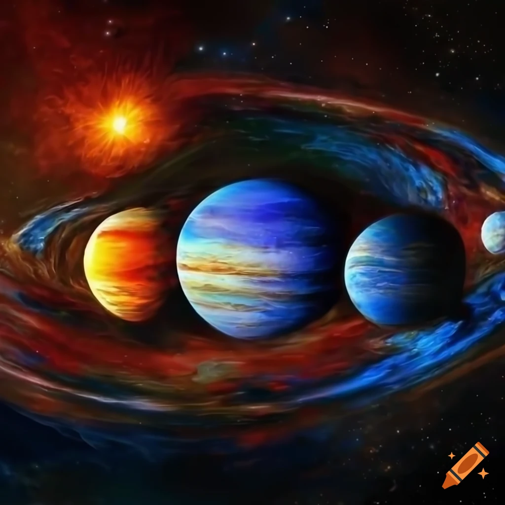 Planets of our solar system aligned in space in high definition 4k on ...