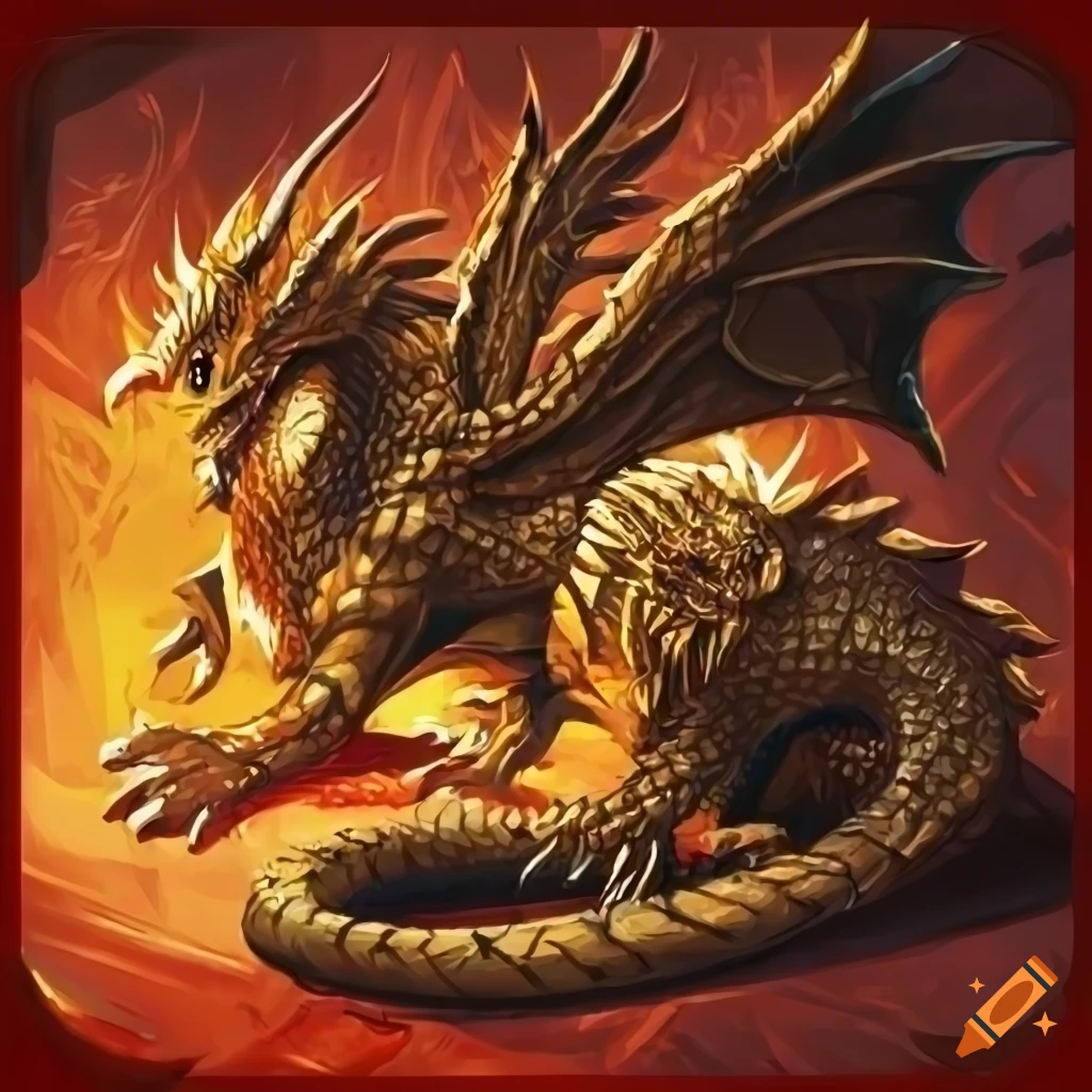 Dungeons and dragons gold dragon token art in western style on Craiyon
