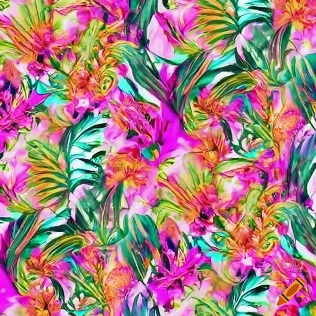 Repeating tropical floral pattern on Craiyon