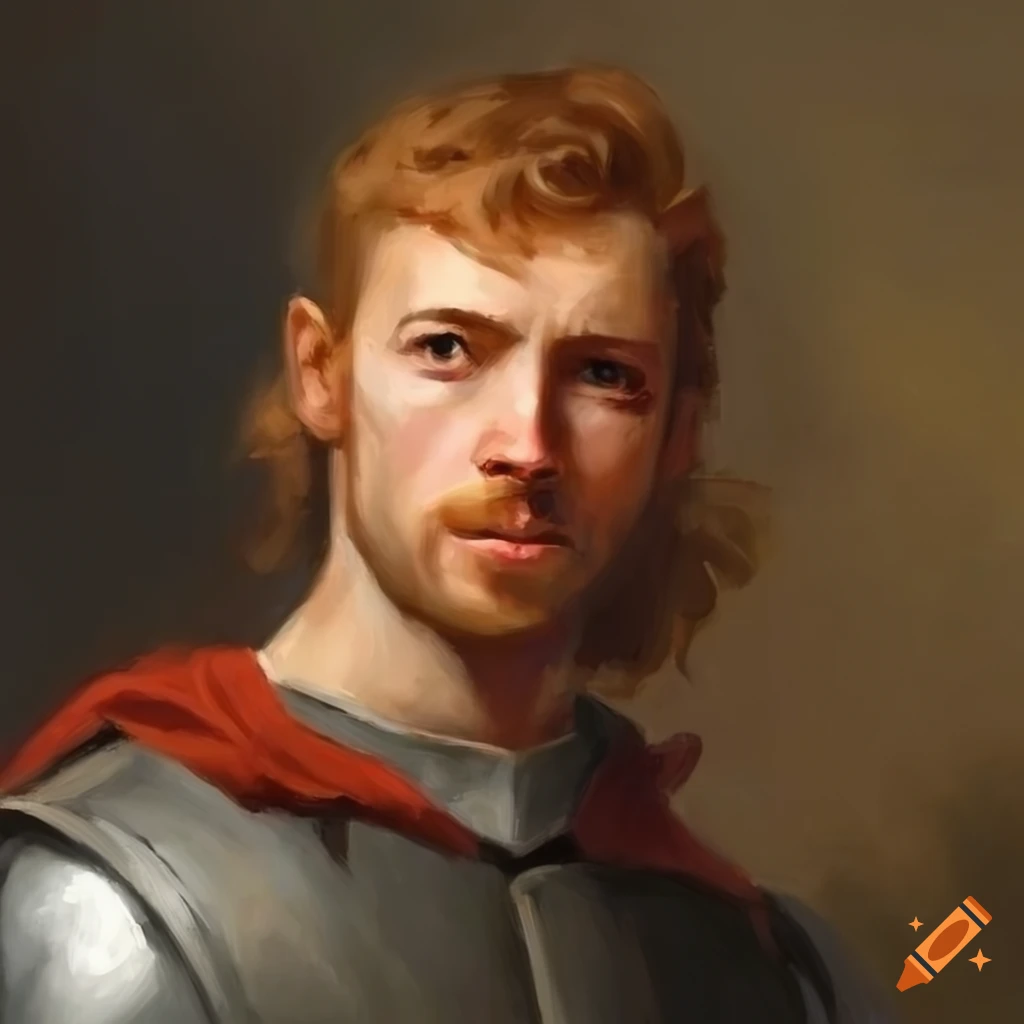 Oil painting of a brave human male knight on Craiyon