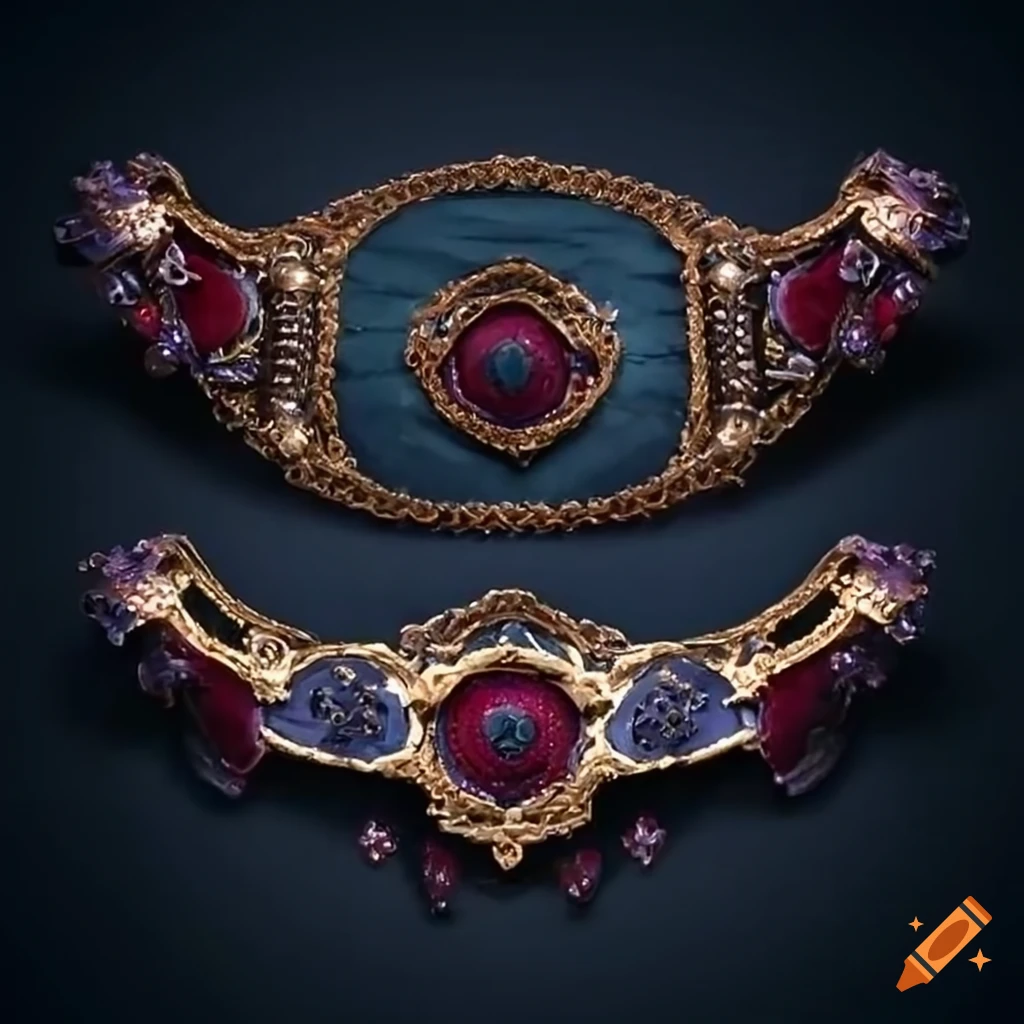 Front view of a fantasy magic war belt on Craiyon