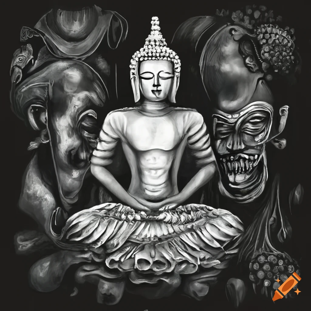 Battle between Buddha and Alien on Craiyon