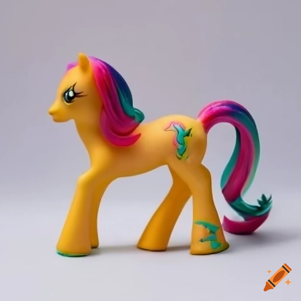 Funky style MLP resin figure in spring colors on white backdrop on Craiyon