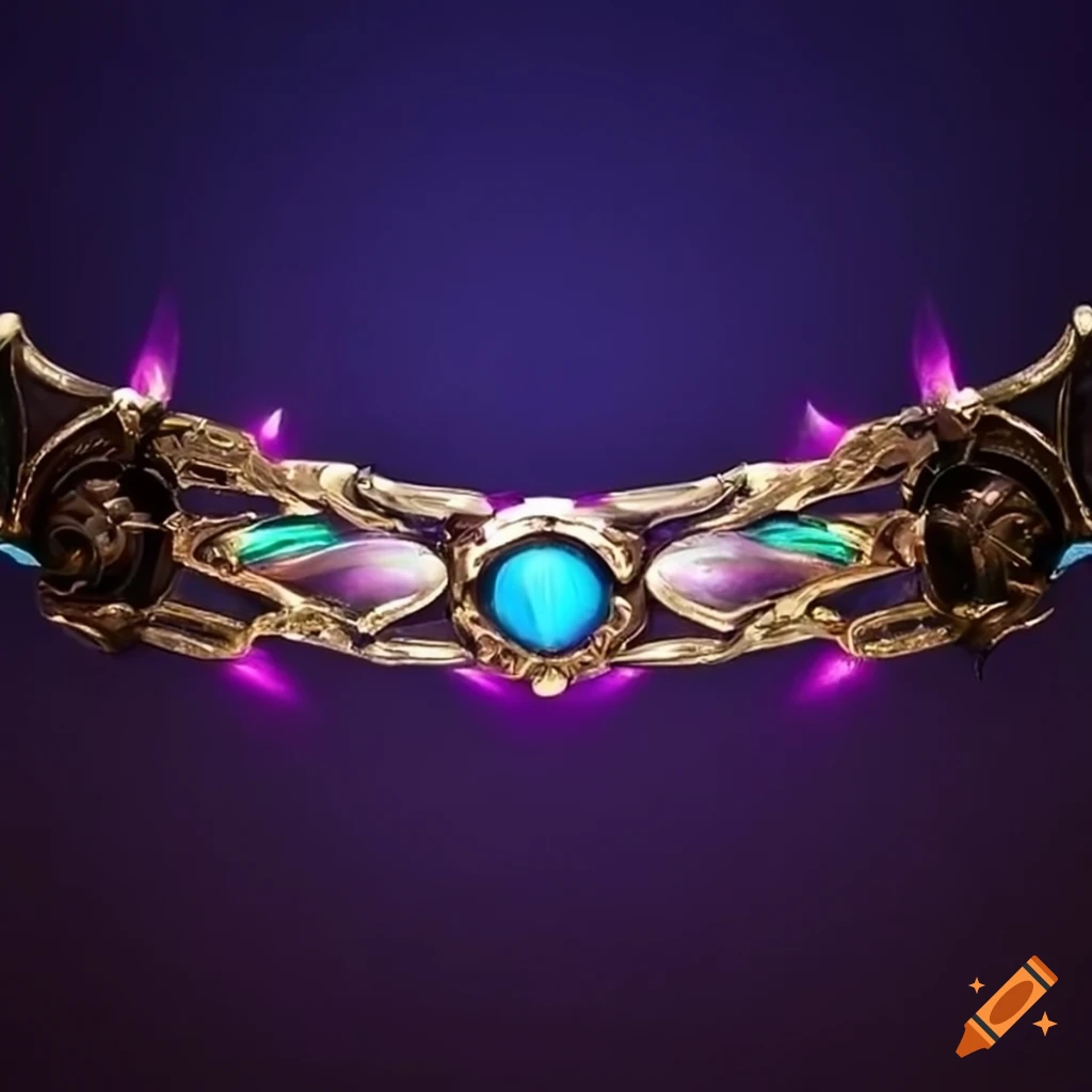 Adorned magic shiny war belt from the front on Craiyon