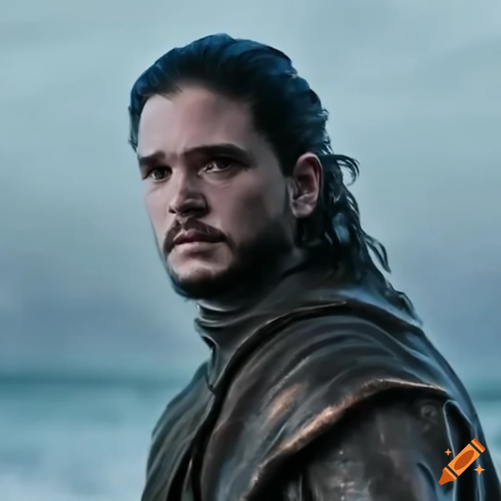 Jon snow sunbathing on the beach on Craiyon