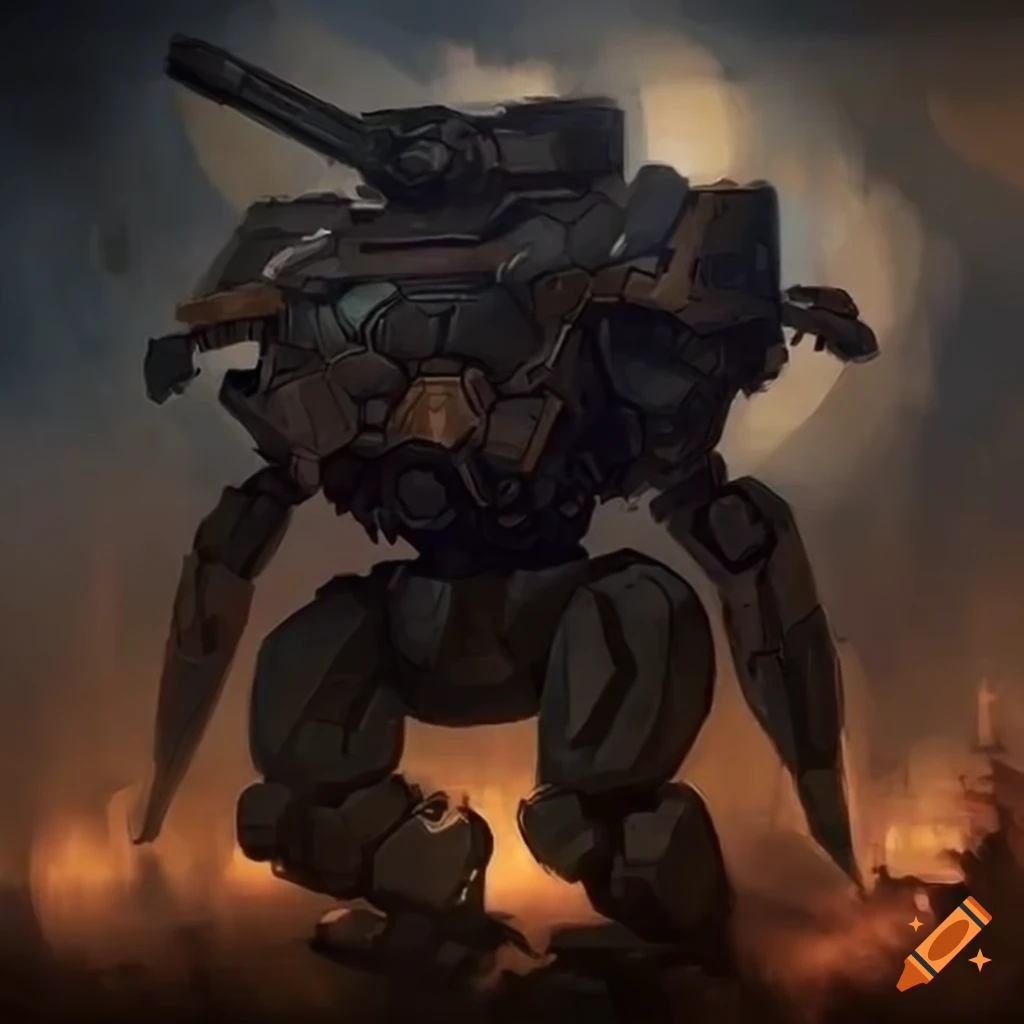 Floating canvas wrap featuring a stunning beautiful Armored Mech design ...