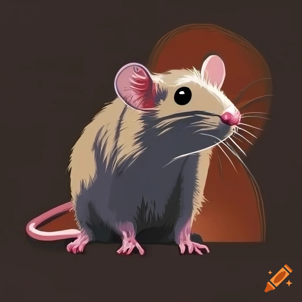High quality digital painting of a detailed rat isolated on a white ...
