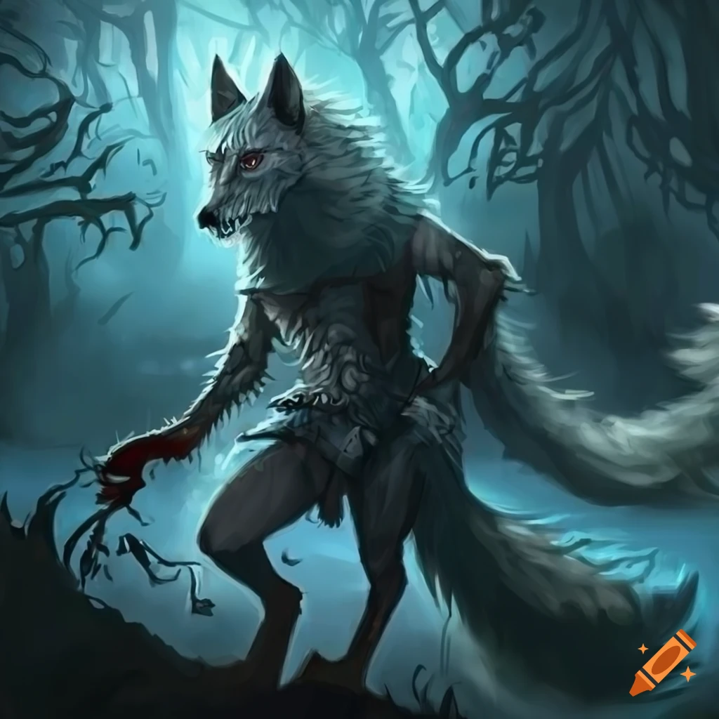 Fantasy drawing of a werewolf on Craiyon