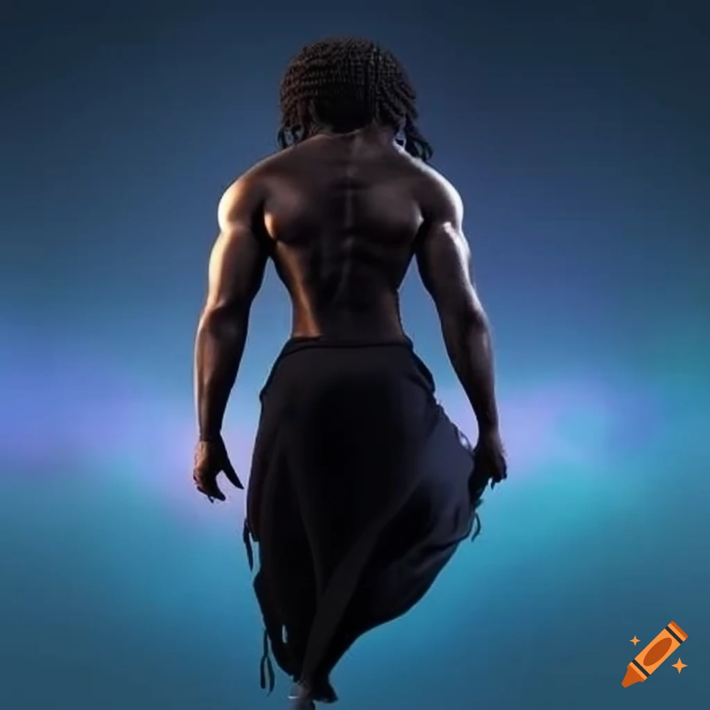 Afro ninja striking a pose with long locs on Craiyon