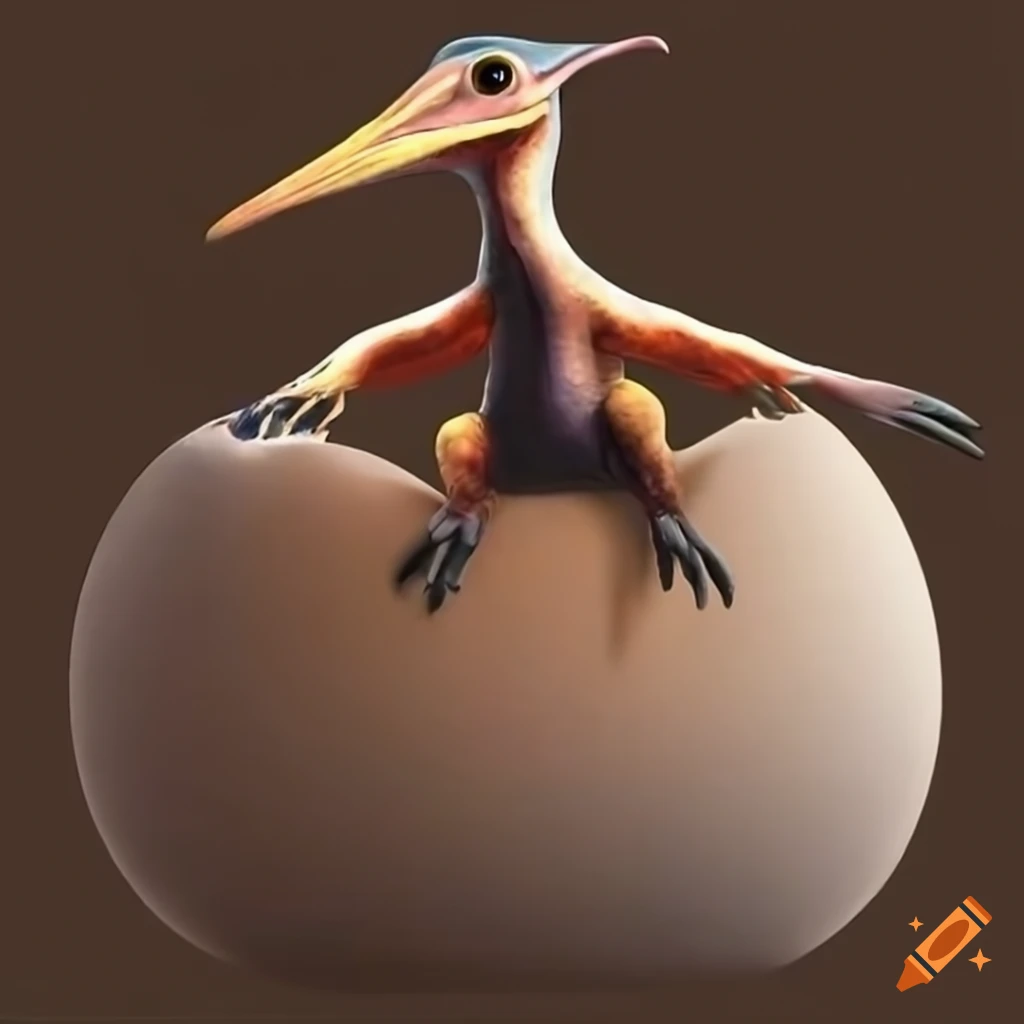 Baby pterodactyl inside an egg on Craiyon