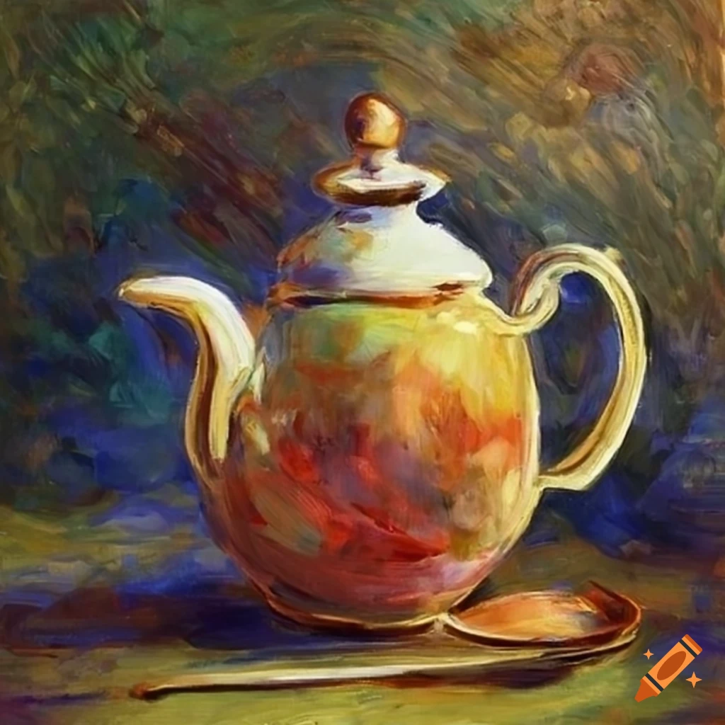 Tea portrayed in an impressionistic style on Craiyon