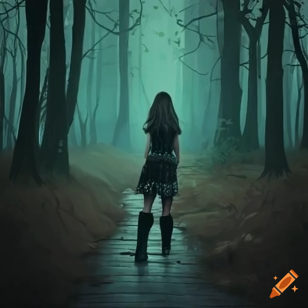 Girl lost in the woods on Craiyon