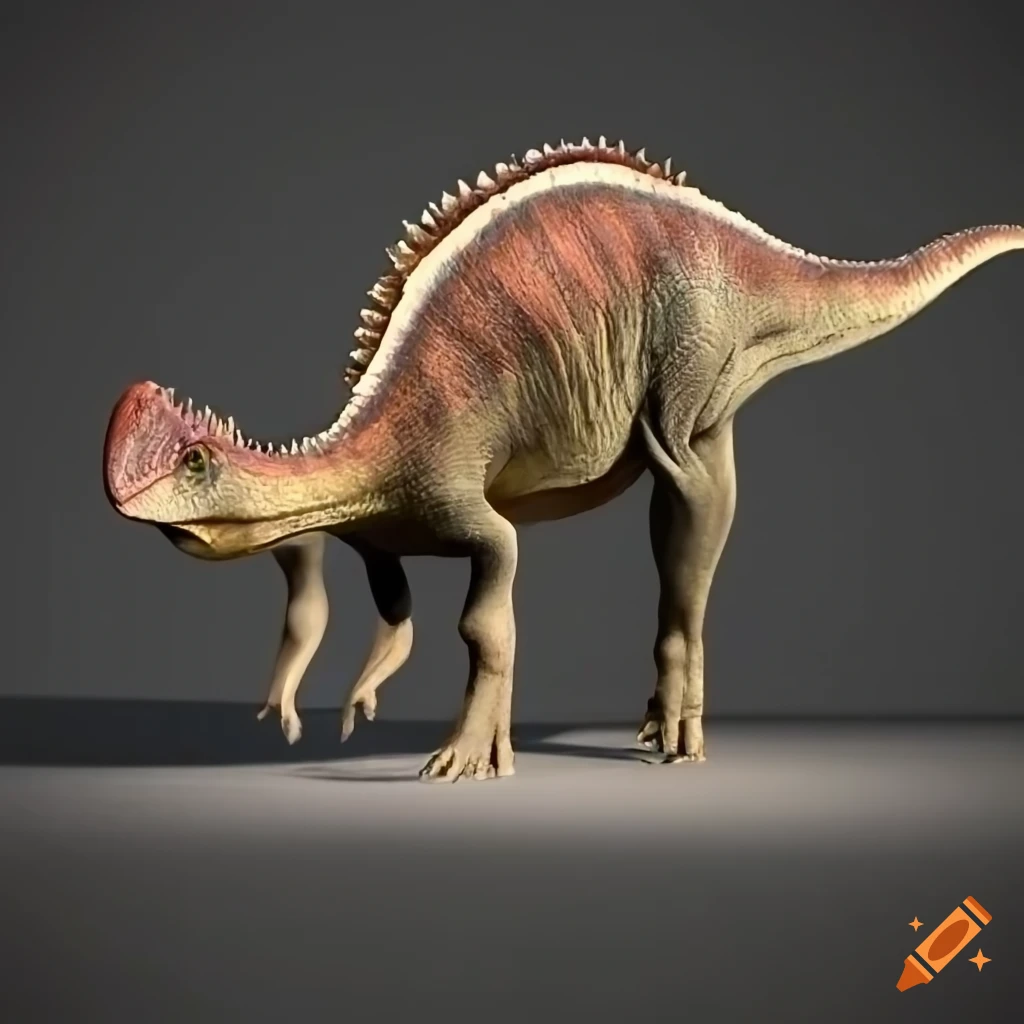 Corythosaurus casuarius crested hadrosaur dinosaur in a paleoart depiction on Craiyon