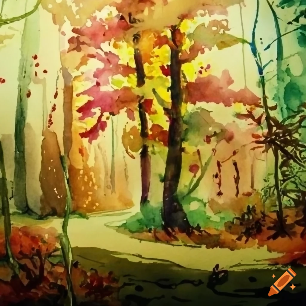 Watercolor woodlands on Craiyon