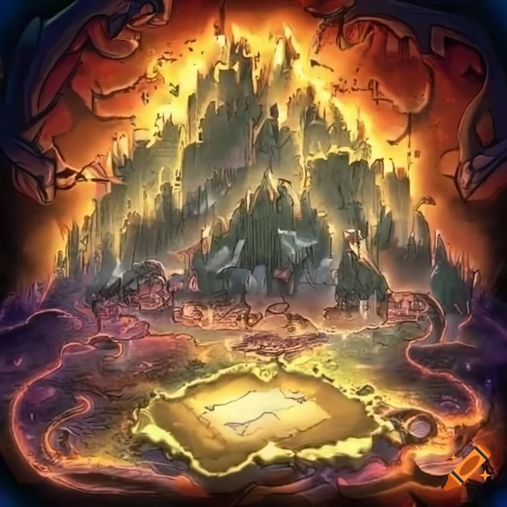 Detailed treasure map in Yugioh art style on Craiyon