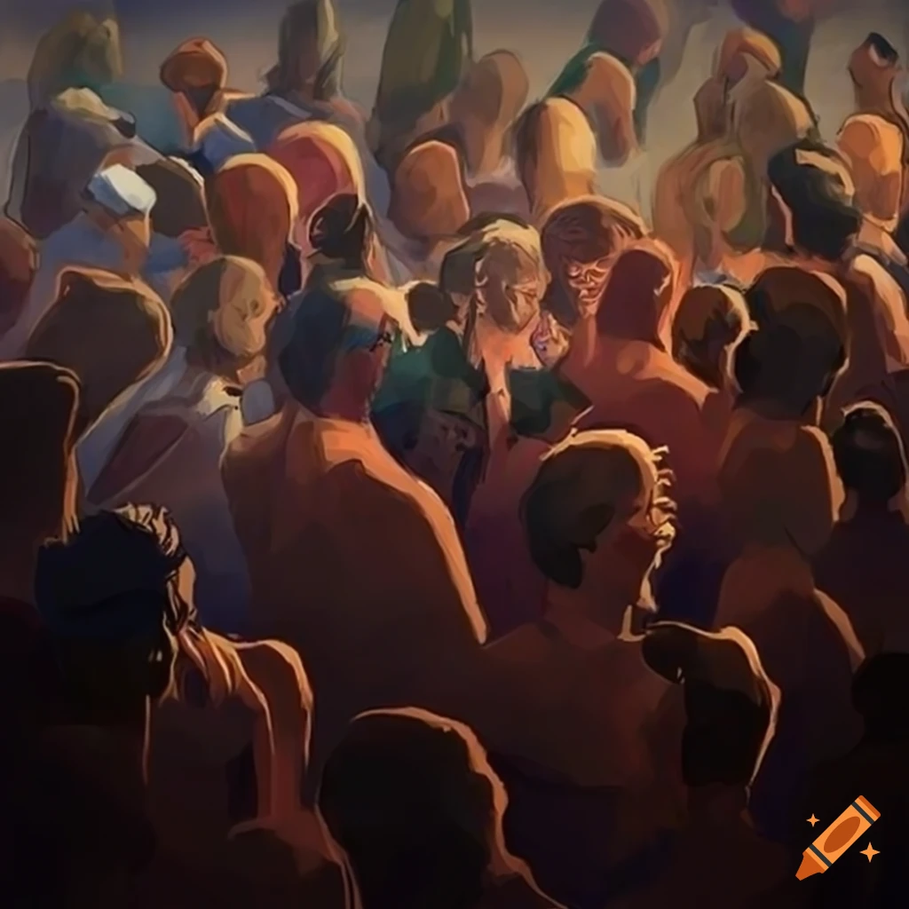 Drawing of a crowd on Craiyon