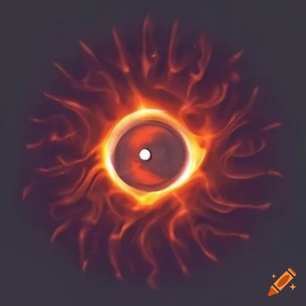Glowing eye with fire in the iris logo on Craiyon