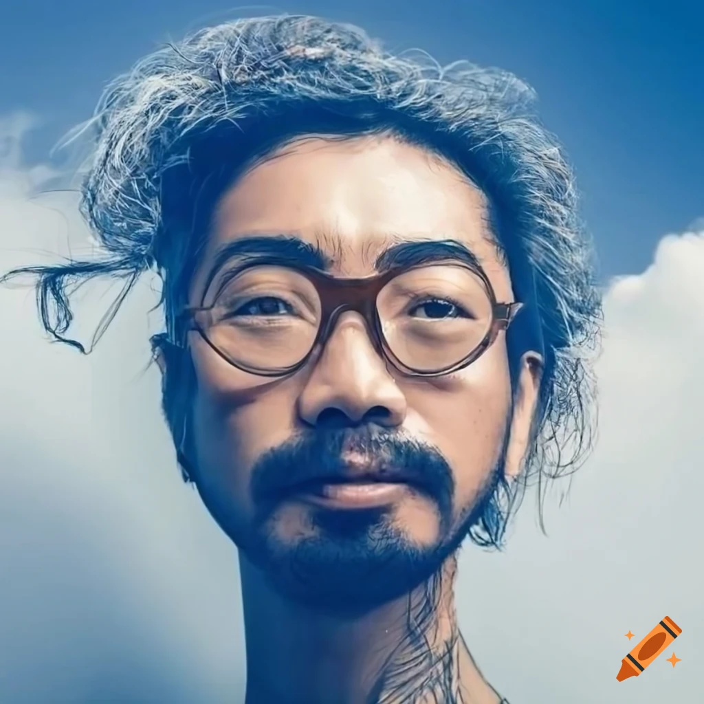 Artistic depiction of a filipino man's face made of clouds with glasses ...
