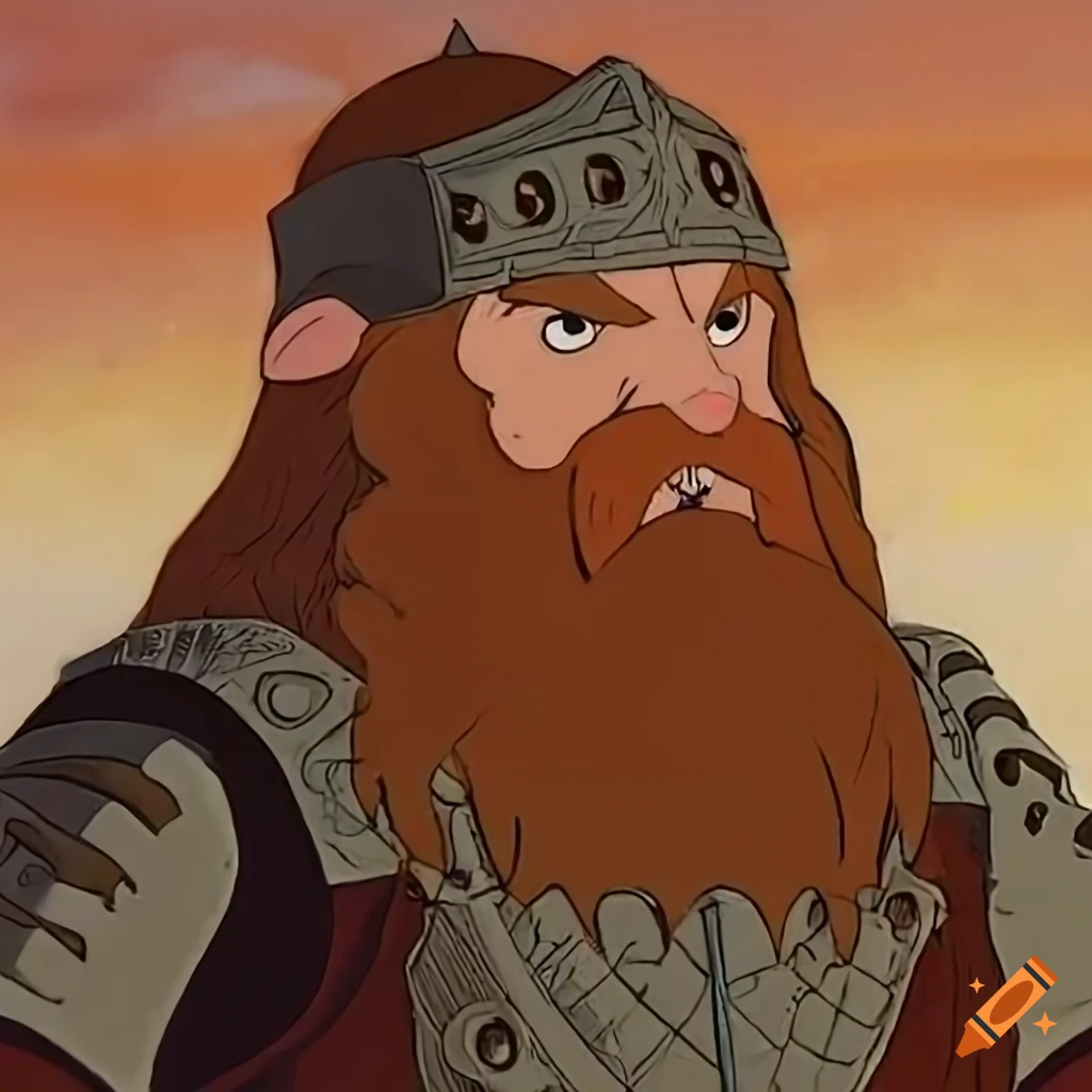 Tolkien-styled portrait of Gimli the Dwarf in full plate armor on a ...