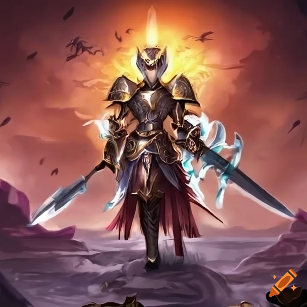 Brave knight in shining armor with sword and shield on Craiyon