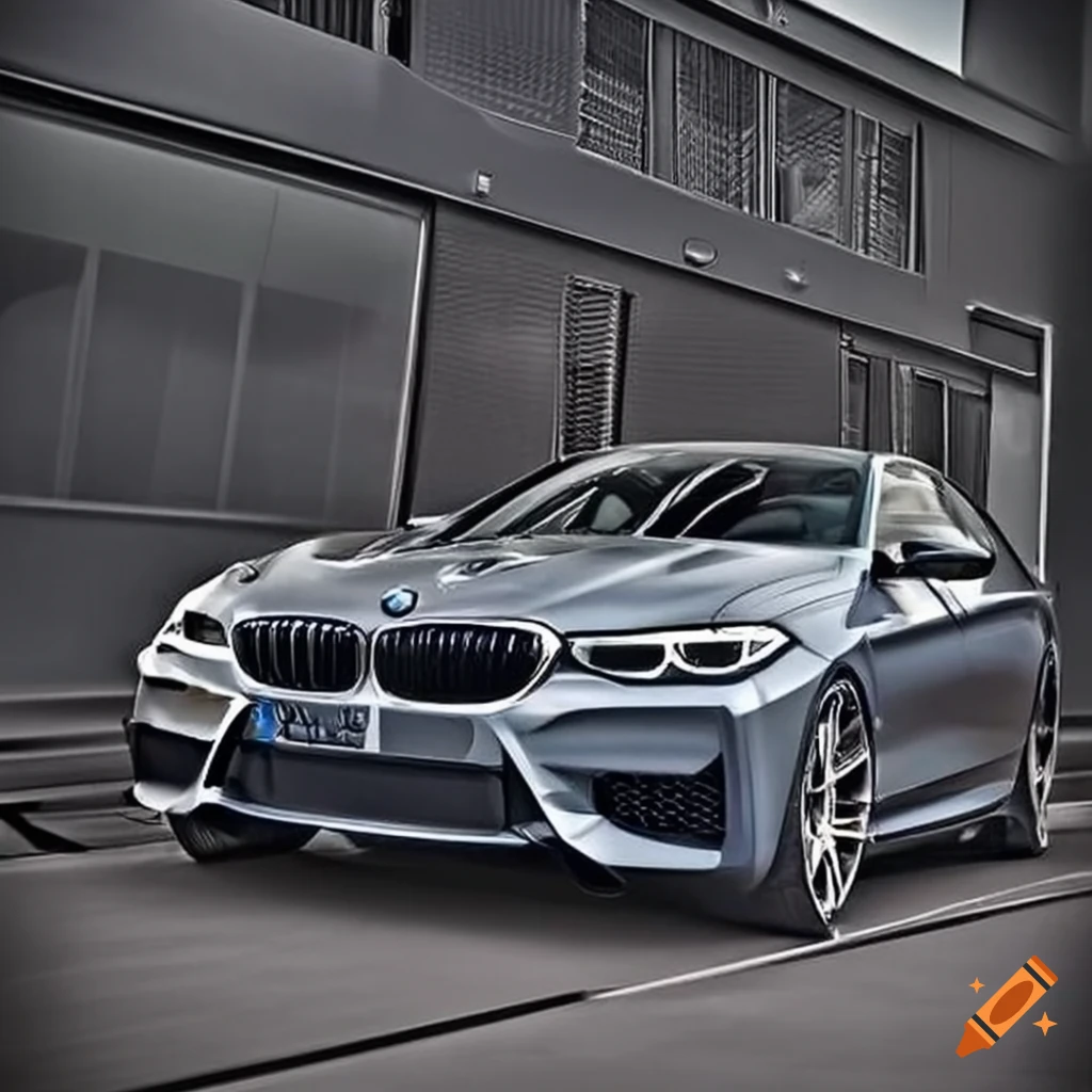 Modern bmw with sharp headlights and sleek body lines in side view on ...