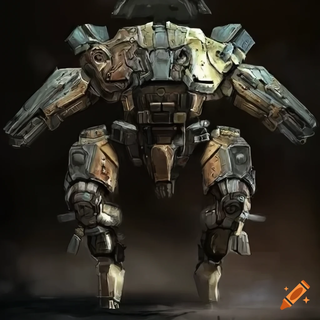 Floating canvas wrap featuring a stunning and beautiful Armored Mech on ...