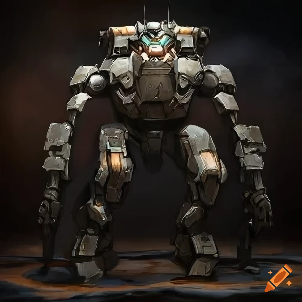 Armored mech on a floating canvas wrap on Craiyon