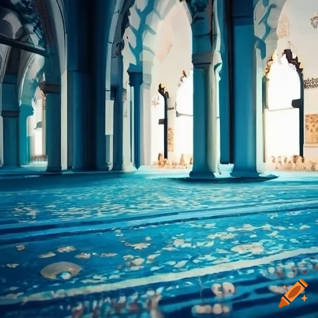 Blue carpet in a mosque on Craiyon