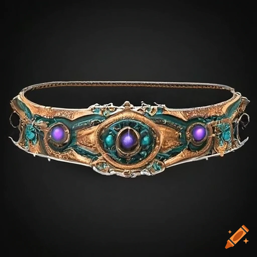 Front view of an adorned magic war belt on Craiyon