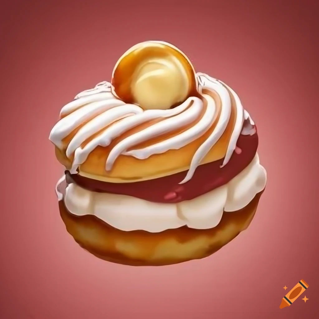 Cute and quirky saint-honoré donut illustration in photoshop on Craiyon